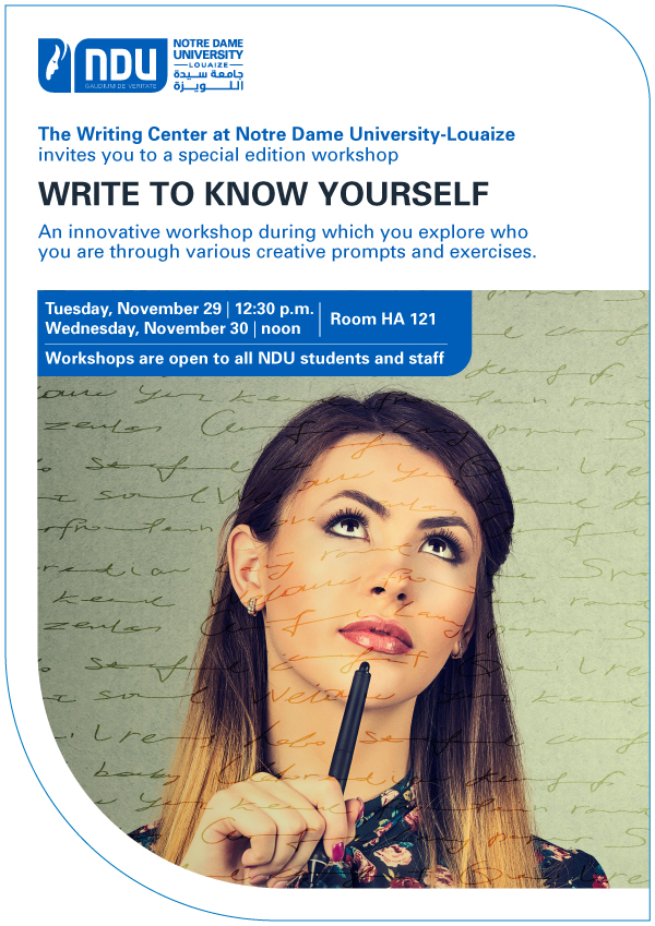 News & Events | Events | Upcoming Events | WRITE TO KNOW YOURSELF | NDU