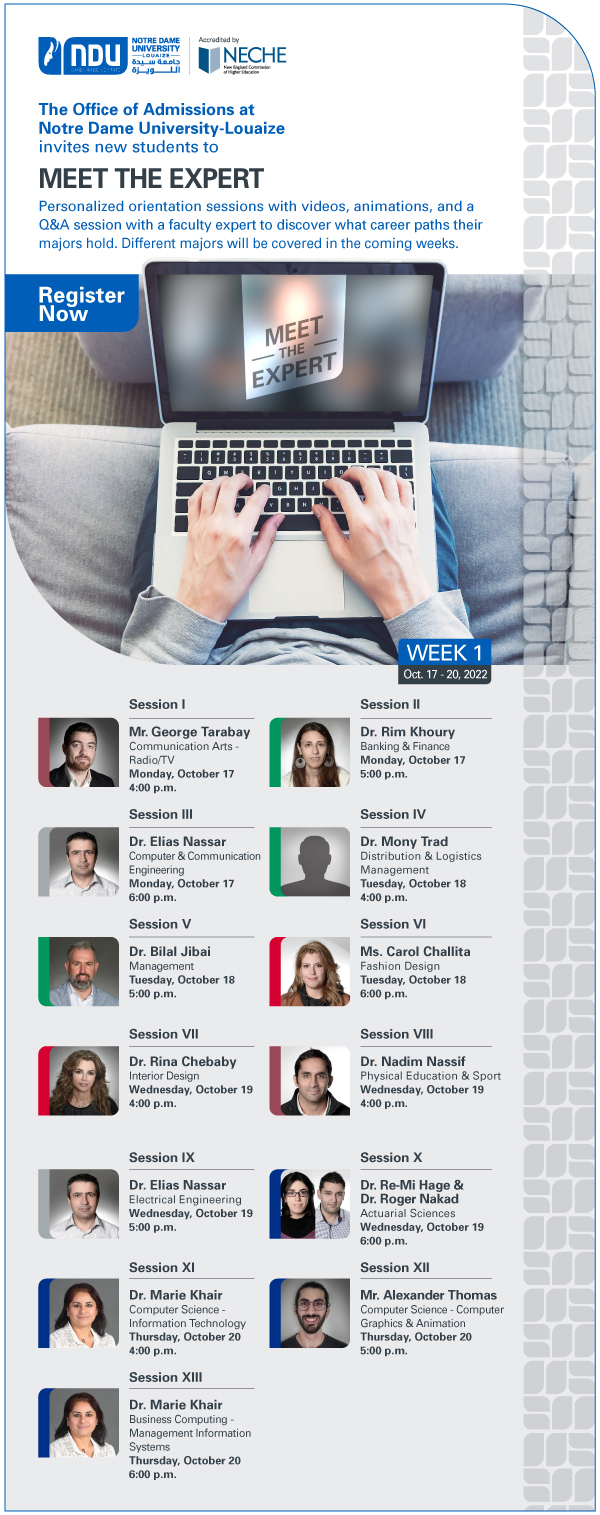 News & Events | Events | Upcoming Events | MEET THE EXPERT | WEEK 1 | NDU