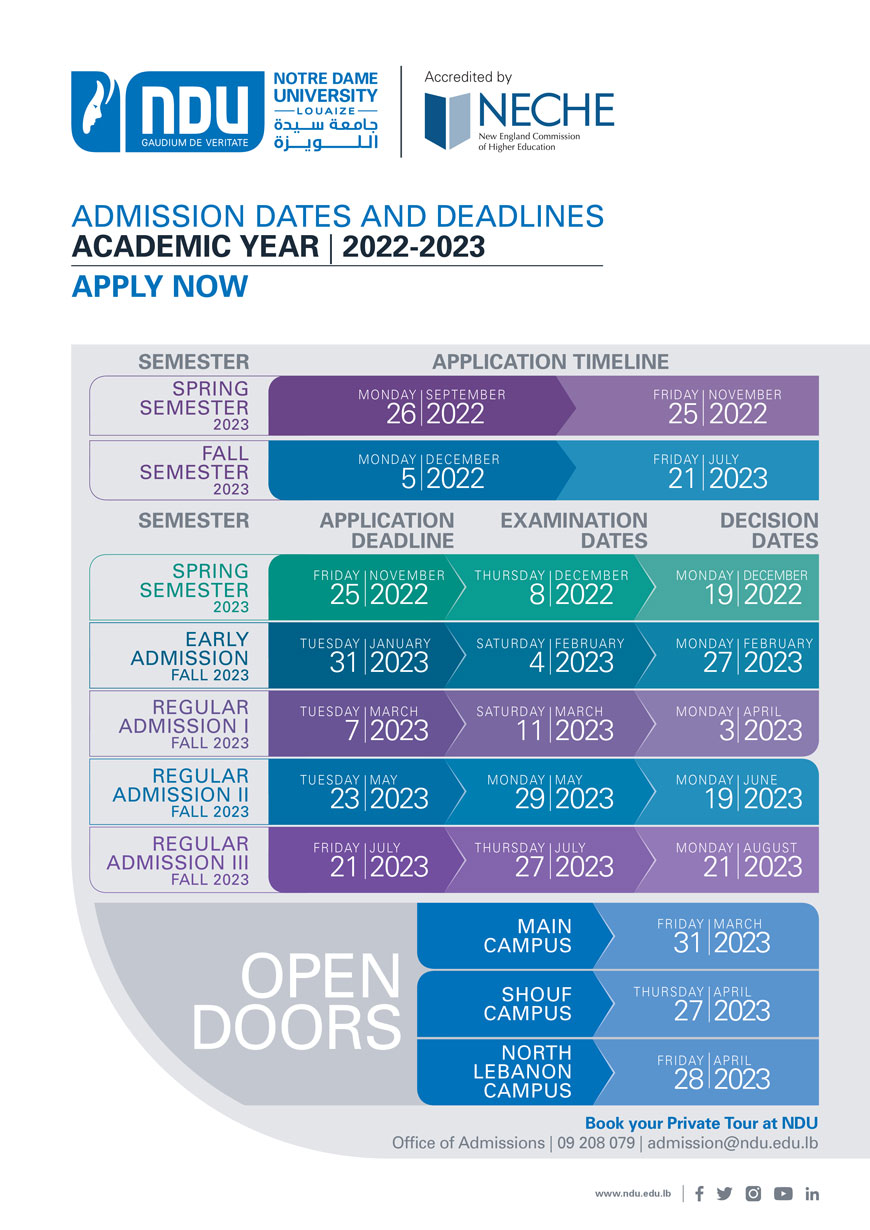 Admissions | Undergraduate | Important Dates | NDU